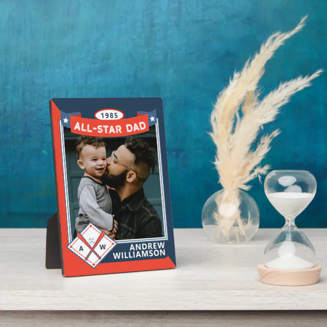 All Star Dad Custom Baseball Card Photo Keepsake Plaque | Zazzle