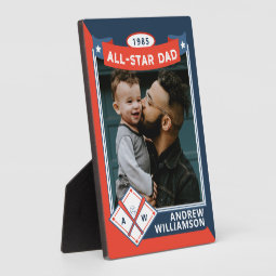 All Star Dad Custom Baseball Card Photo Keepsake Plaque | Zazzle