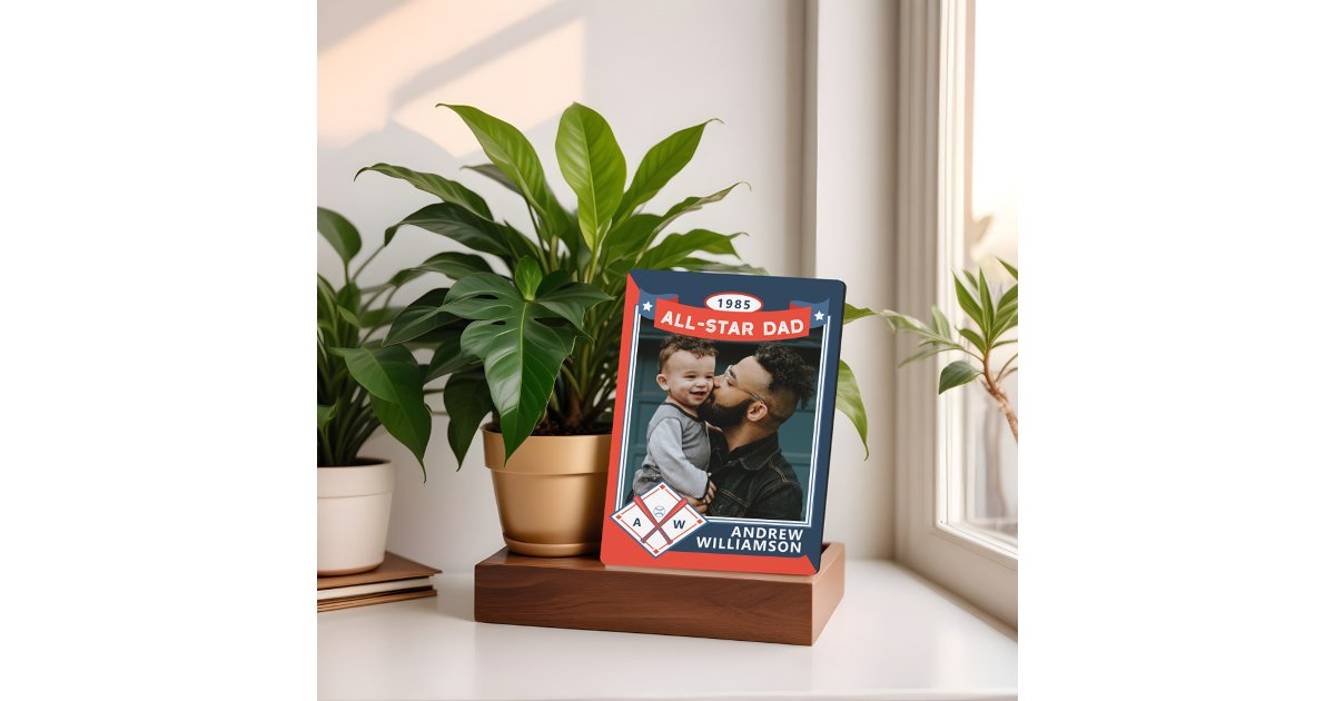 All Star Dad Custom Baseball Card Photo Keepsake Plaque | Zazzle
