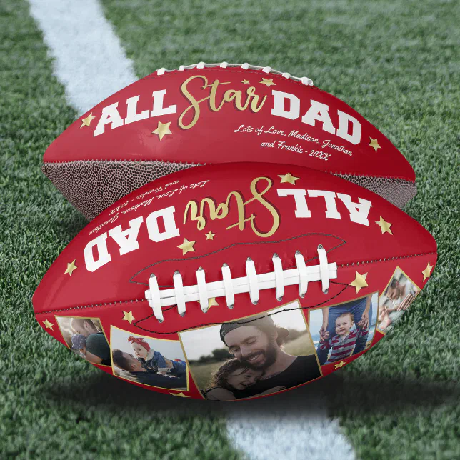 All-Star Dad Father's Day Photo Red Football | Zazzle