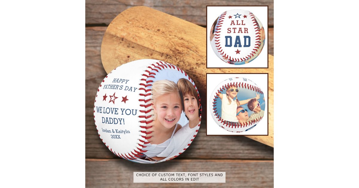 ALL STAR DAD Happy Fathers Day 2 Photos Baseball | Zazzle