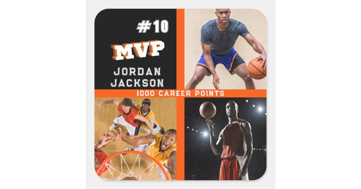 All Star MVP Player Team Logo Collage Graduation Square Sticker | Zazzle