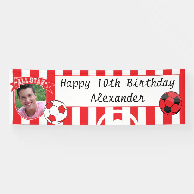 All Star Occasion Soccer Banner - Red & White | Zazzle