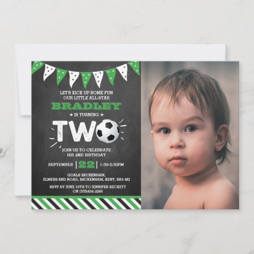 All-star Soccer Ball 2nd Birthday Photo Invitation | Zazzle