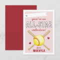 All-Star Softball Classroom Valentines Day Card | Zazzle