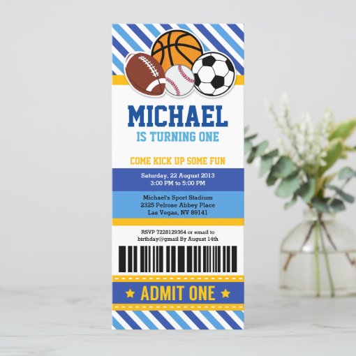All Star Sport Ticket Pass Birthday Invitation | Zazzle