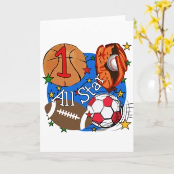 All Star Sports 1st Birthday Tshirts and Gifts Card | Zazzle