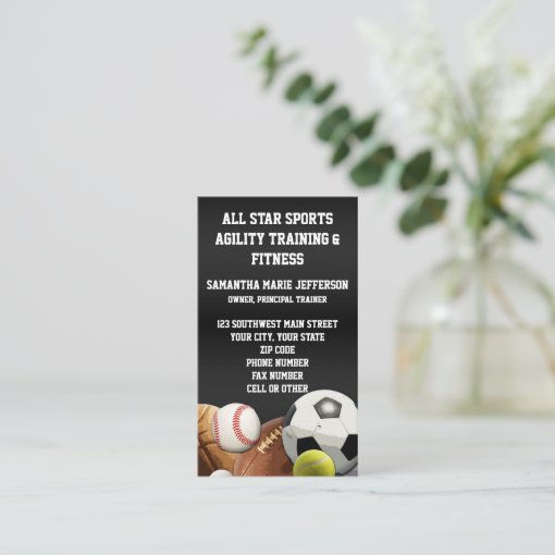 All Star Sports Balls w/ Brick Wall Business Card | Zazzle
