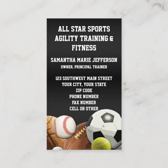 All Star Sports Balls w/ Brick Wall Business Card | Zazzle