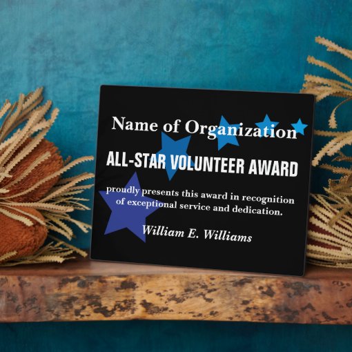 All-Star Volunteer Service Appreciation Award Plaque | Zazzle