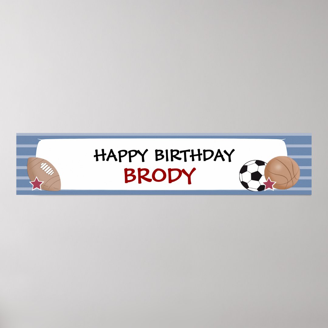 ALL STARS Sports Birthday or Baby Shower Banner Poster | Zazzle