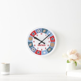 All Stars Sports theme Nursery Wall Clock | Zazzle