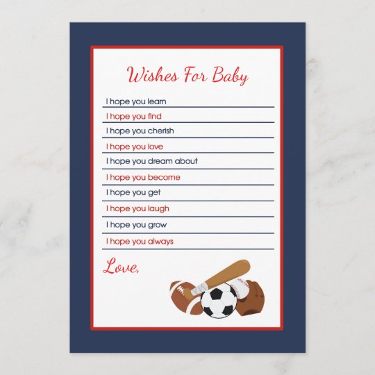 All Stars Sports Wishes for Baby Advice Card | Zazzle.com