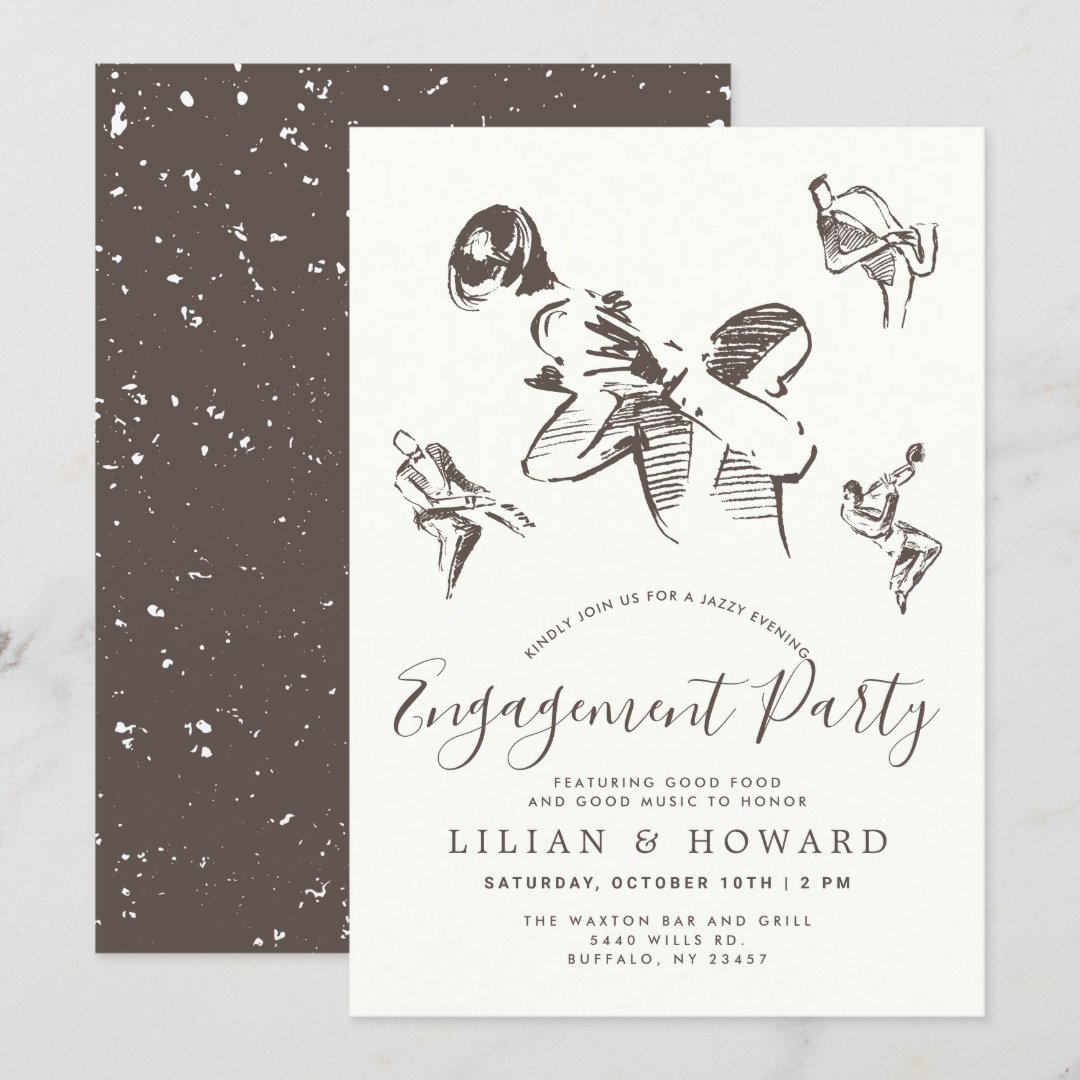 All That Jazz | Jazz Themed Engagement Party Invitation | Zazzle