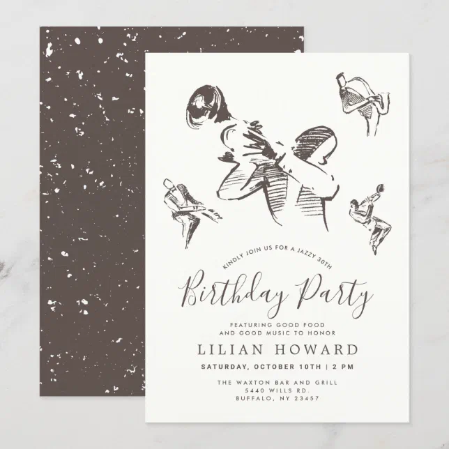 All That Jazz-Themed Birthday Party Mahogany Invitation | Zazzle