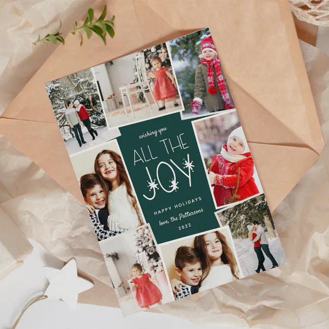 All the Joy | Multi Photo Collage Holiday Card | Zazzle