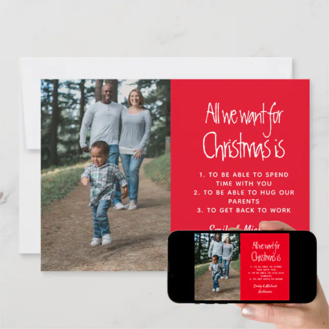 All We Want For Christmas Is PHOTO Annual Letter Holiday Card | Zazzle