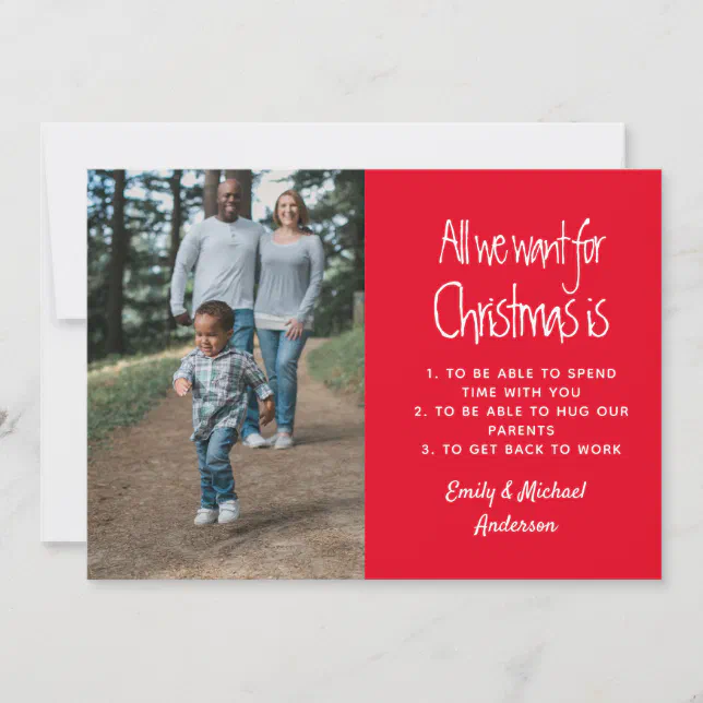 All We Want For Christmas Is PHOTO Annual Letter Holiday Card | Zazzle