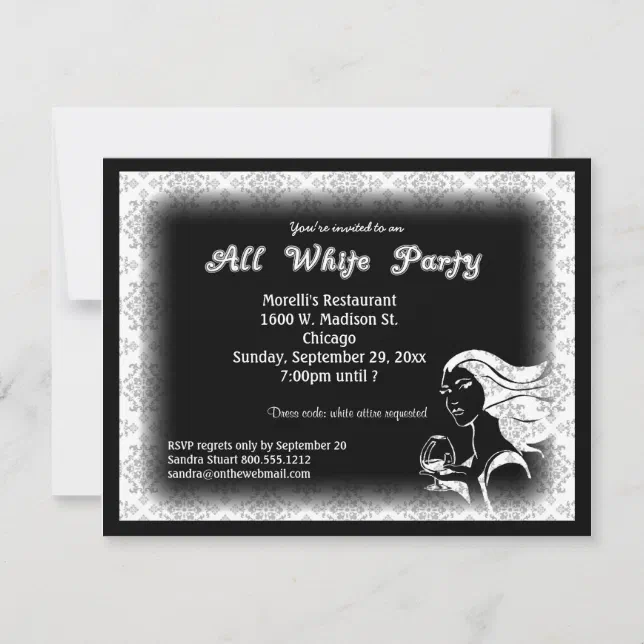 All White Attire Theme Party Invitation | Zazzle