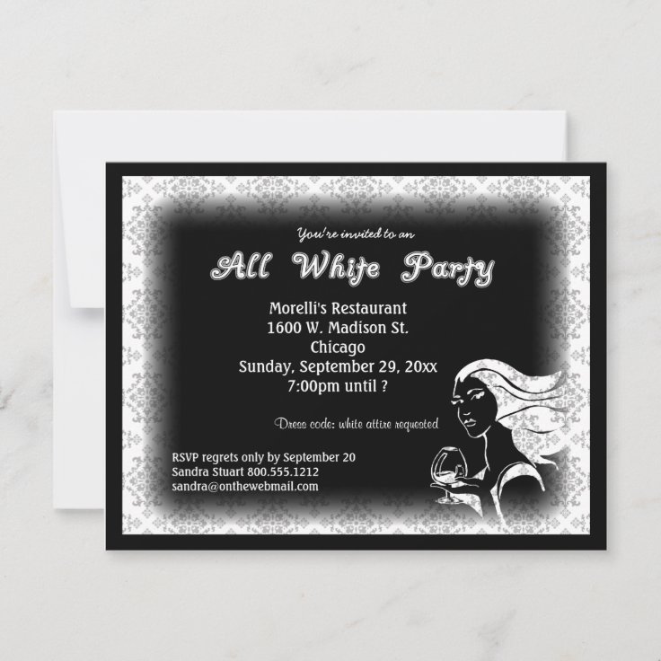 All White Attire Theme Party Invitation | Zazzle