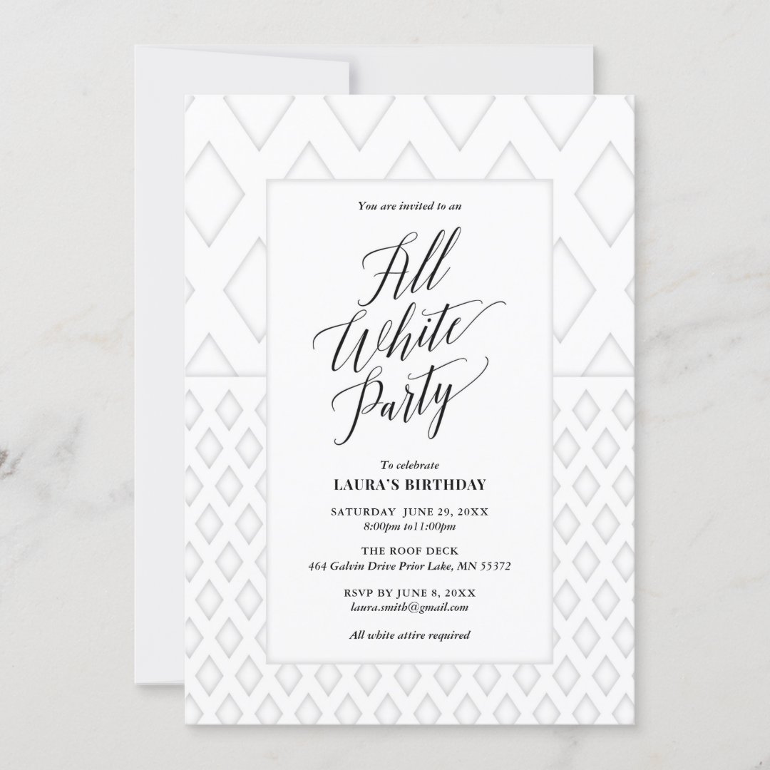 All White Party Invitation | Zazzle