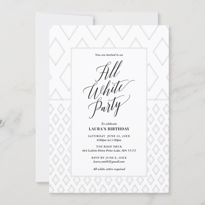 All White Party Invitation | Zazzle.com