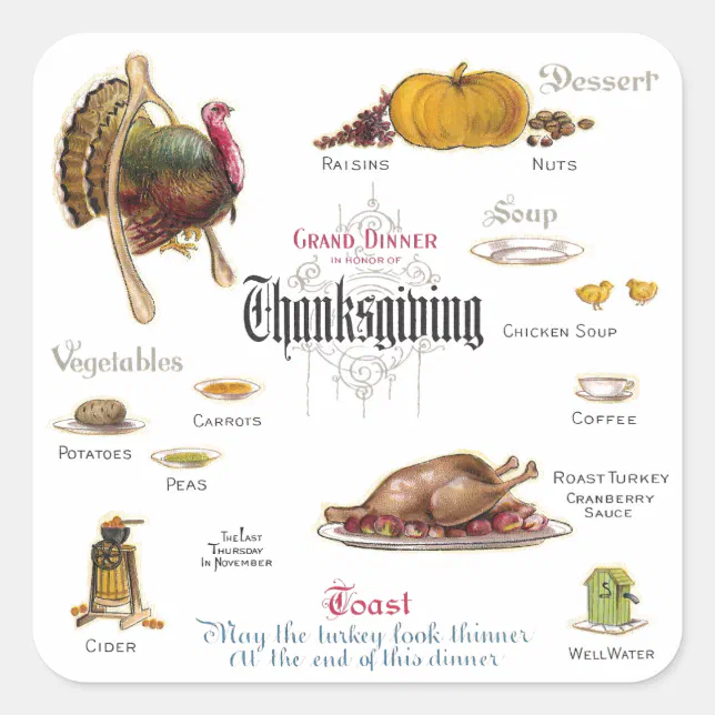 All You Need For a Thanksgiving Feast Square Sticker | Zazzle