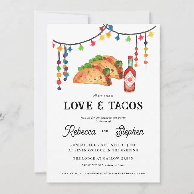 All You Need Is Love & Tacos | Engagement Party Invitation | Zazzle