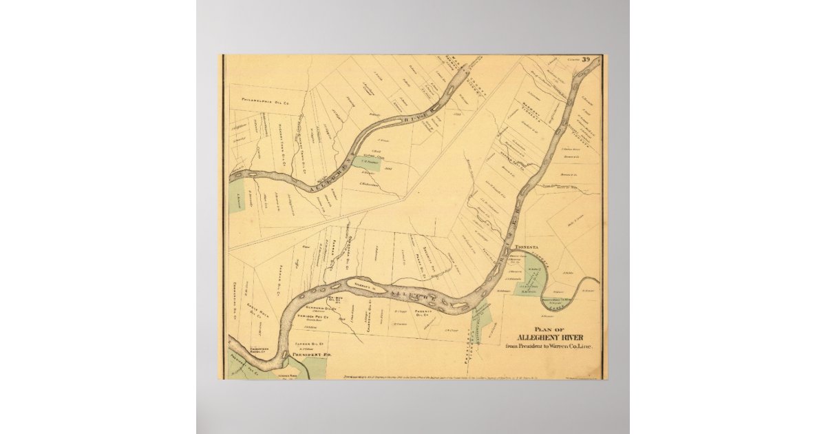 Allegheny River Pa, Map Poster | Zazzle