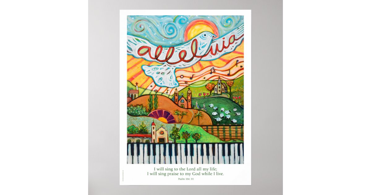 Alleluia Musical poster for classroom or choir | Zazzle