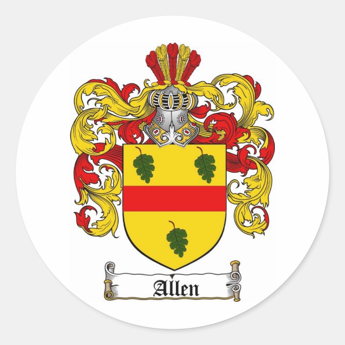 ALLEN FAMILY CREST - ALLEN COAT OF ARMS CLASSIC ROUND STICKER | Zazzle.com