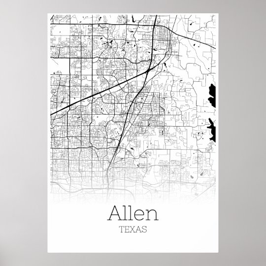 Allen Map - Texas - City Map Poster | Zazzle.com
