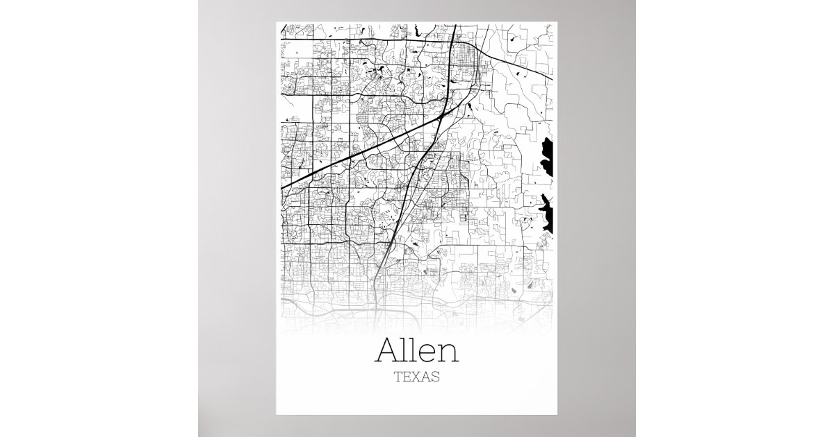 Allen Map - Texas - City Map Poster | Zazzle