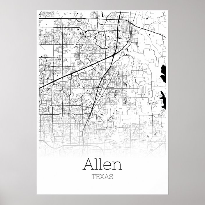 Allen Map - Texas - City Map Poster | Zazzle.com