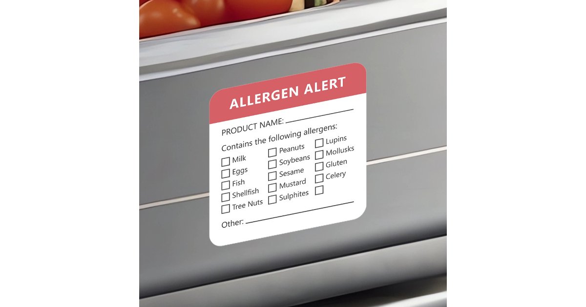 Allergy Alert Food Safety Allergen Warning Label | Zazzle