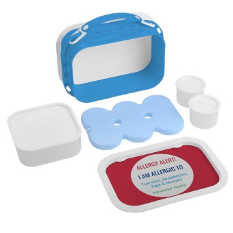 Allergy Alert Kids Personalized Red Allergic To Lunch Box | Zazzle