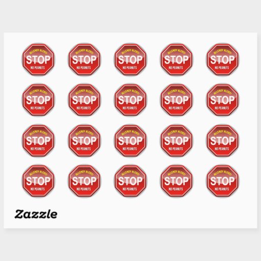 Allergy Alert : No Peanuts Please! Classic Round Sticker | Zazzle