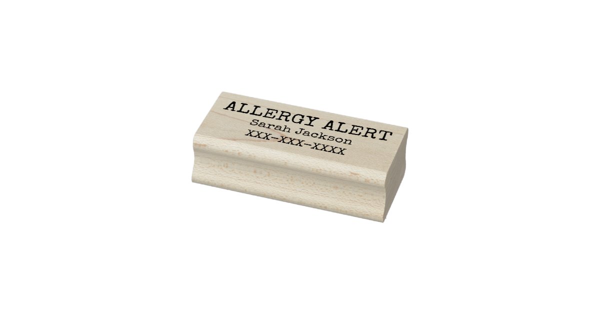 Allergy Alert Personalized Kids Basic Rubber Stamp | Zazzle