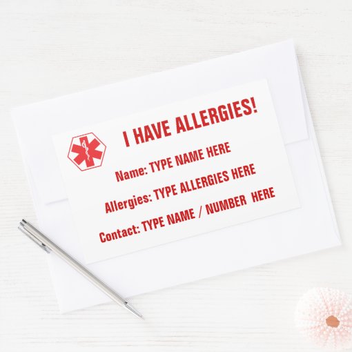 Allergy Alert Red Sticker Label | Zazzle
