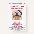 Allergy Alert Service Dog Photo ID Badge | Zazzle