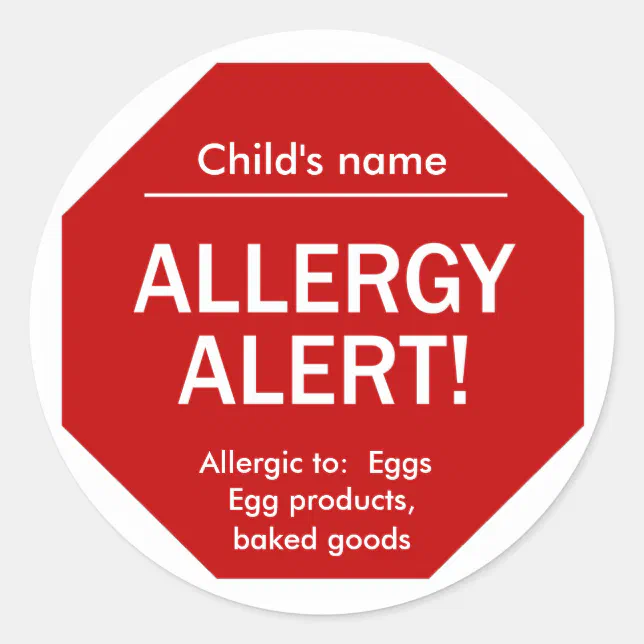 Allergy Alert stickers | Zazzle