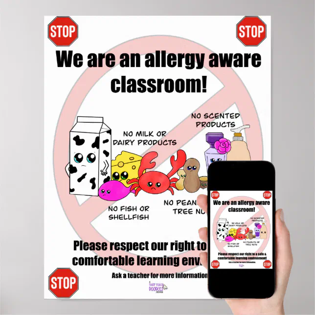 Allergy Aware Classroom Poster | Zazzle