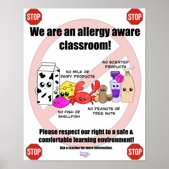 Allergy Aware Classroom Poster | Zazzle.com