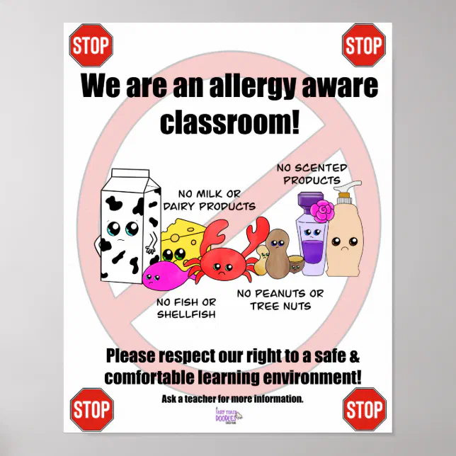 Allergy Aware Classroom Poster | Zazzle
