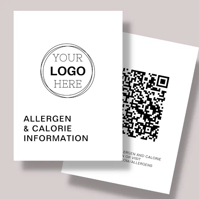 Allergy Calorie Information Logo QR Code Card | Zazzle