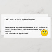 Allergy chef card | Zazzle