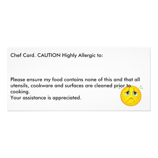 Allergy chef card | Zazzle.com