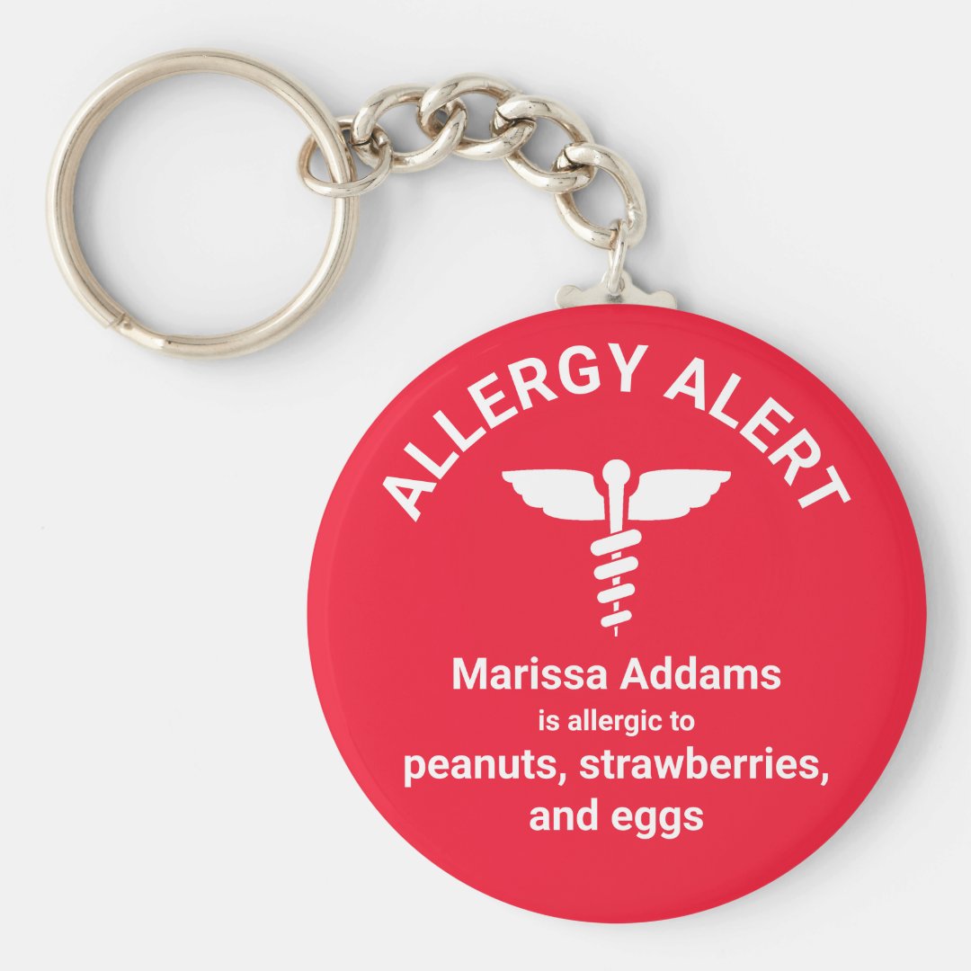 Allergy Medical Alert Keychain | Zazzle