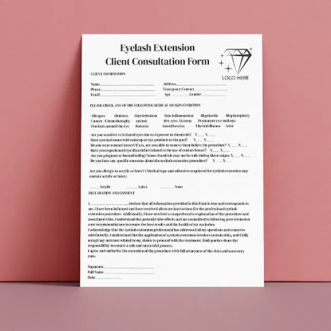 Allergy Patch Test Black Calligraphy Bold Eyelash Letterhead | Zazzle