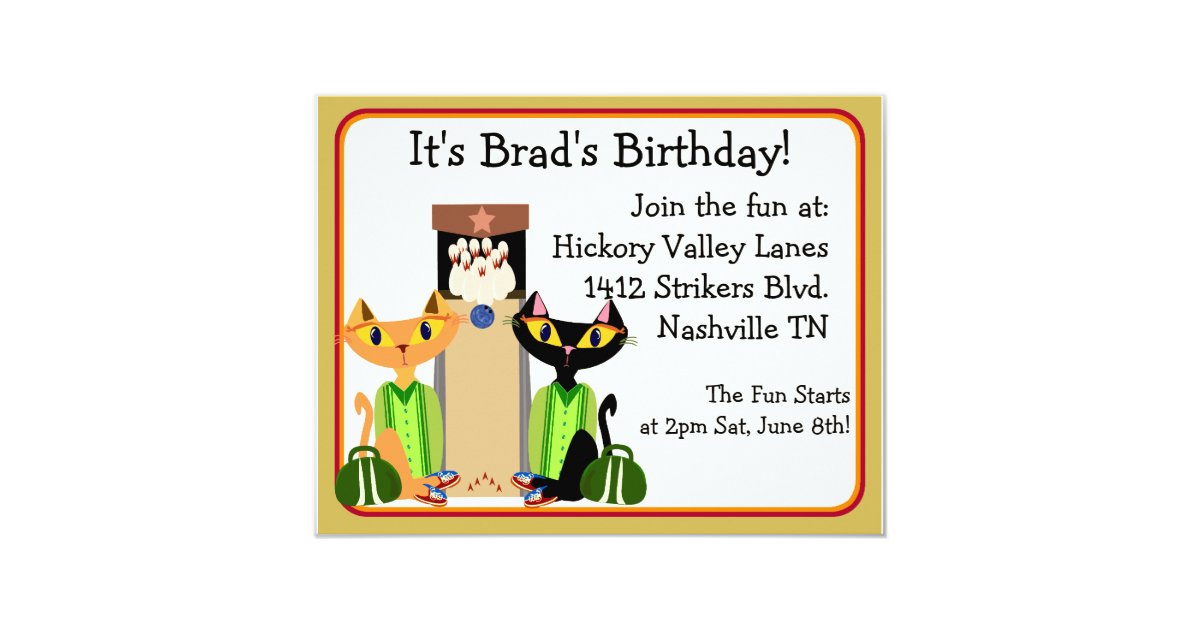 Alley Cats Bowling Party Invitation | Zazzle.com